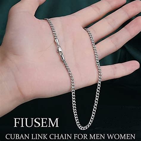 Fiusem 35mm Silver Chain For Men Diamond Cut Stainless Steel Cuban