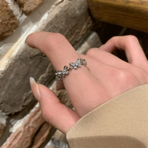 당일 발송 925 Silver 우아한 버터플라이 오픈 링 데일리 러블리 나비 반지 선물 우정 주얼리 에이블리