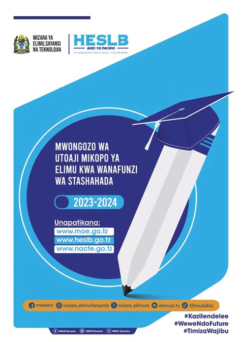 Mwongozo Wa Utoaji Mikopo Kwa Wanafunzi Wa Stashahada 20232024 Wizara Ya Elimu Sayansi Na