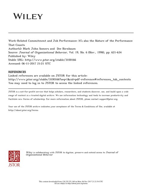 Pdf Work Related Commitment And Job Performance Its Also The Nature