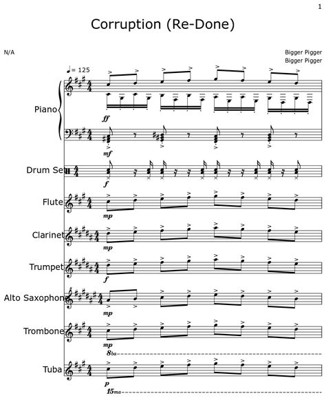 Corruption Re Done Sheet Music For Piano Drum Set Flute Clarinet