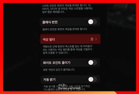 아이폰 오줌액정 디스플레이 테스트 색상 필터 색조 설정
