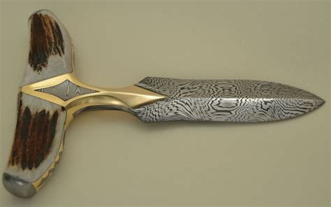 Engraved Damascus Push Dagger Knife