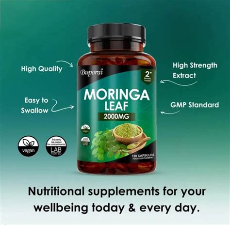 Moringa Leaf 120 Capsules High Strength 2000mg Pure Moringa Powder