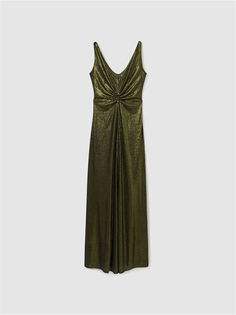 Halston Cassandra Sequin Ruche Maxi Dress In Seaweed Endource