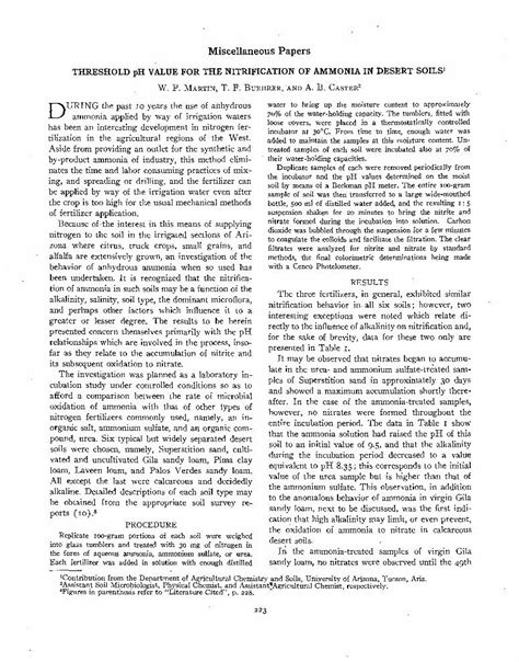 Pdf Threshold Ph Value For The Nitrification Of Ammonia In Desert