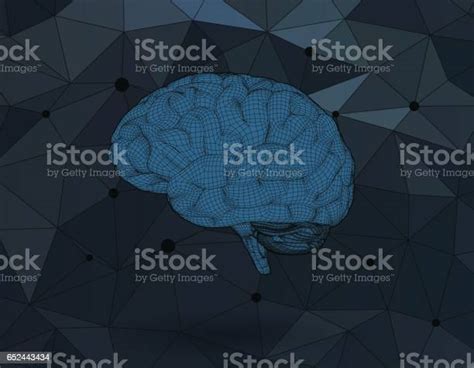 다각형 연결 점 Bg에 와이어 프레임 두뇌 3차원 형태에 대한 스톡 벡터 아트 및 기타 이미지 3차원 형태 개념과 주제