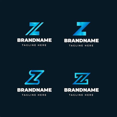 그라디언트 Z 문자 로고 컬렉션 무료 벡터