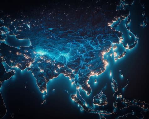 Premium Ai Image Human Population Density Areas With Blue Linear