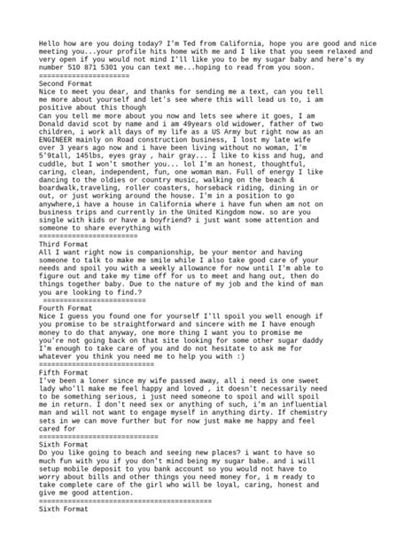 Sugar Daddy Format Pdf