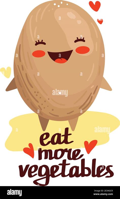 Cute Happy Smiling Funny Potato Vector Flat Cartoon Character