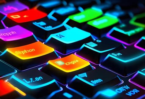 Premium Photo Working On A Neon Computer Keyboard With Colored
