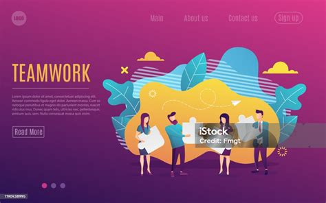 Konsep Bisnis Metafora Tim Orang Yang Menghubungkan Elemen Tekateki