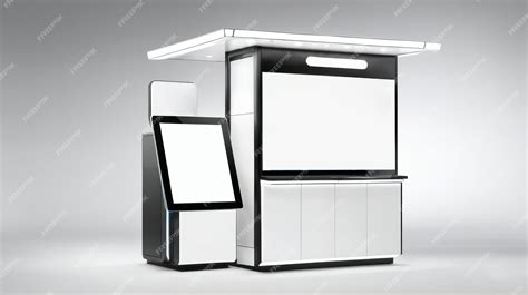 Premium Photo White And Black Kiosk On Table