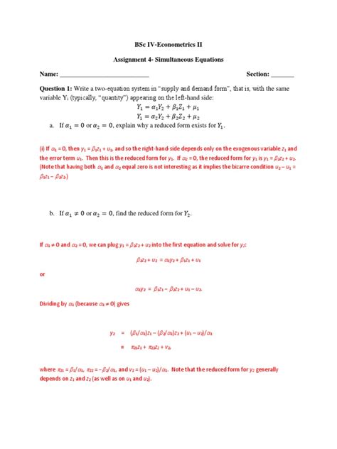 Assignment 4 Simultaneous Equations Solution Pdf Tobacco
