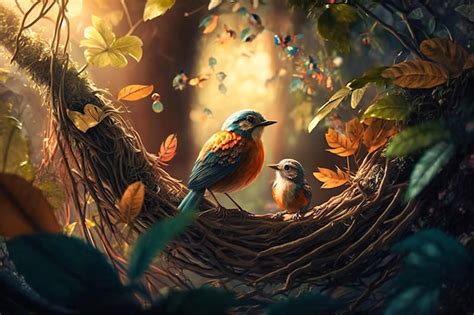Premium Photo The Chirping Of The Birds Echoed Through The Forest As