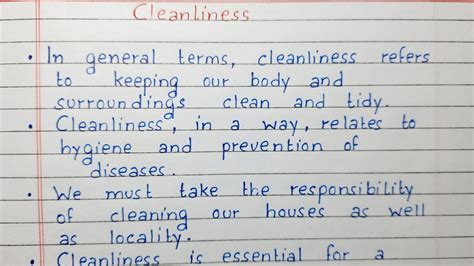 Write 10 Lines On Cleanliness Short Essay English Youtube