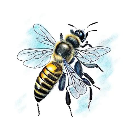 New School Honey Bee Stinging Side Profile Tattoo Idea Blackink Ai