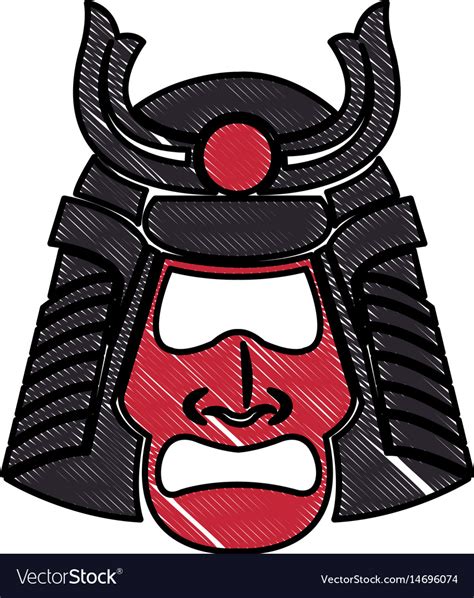 Samurai Warrior Mask Drawing