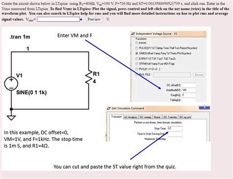 Solved Create The Circuit Shown Below In Ltspice Using R 406 Î© Vm