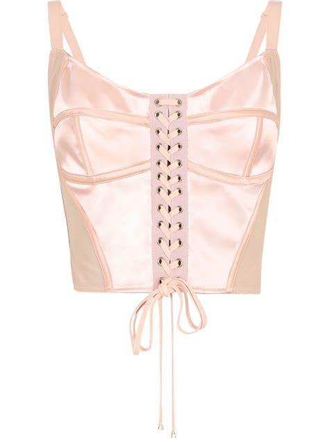 Dolce And Gabbana Lace Up Satin Corset Top Pink Farfetch