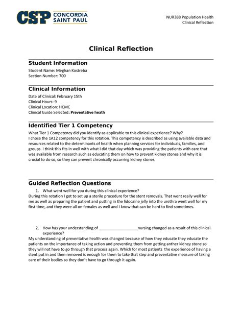 Nur388 Clinical Reflection 5 Nur388 Population Health Clinical Reflection Clinical Reflection