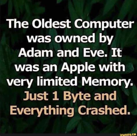 111e Oldest Computer Was Owned By Adam And Eve It Was An Apple With