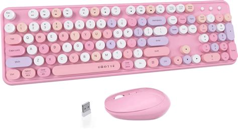 Ubotie Colorful Computer Wireless Keyboard Mice Combo