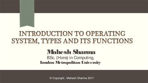 Operating System Introduction Types And Its Functions Ppt
