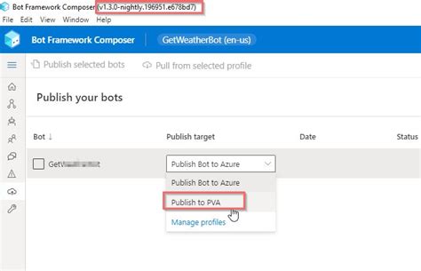 Nightly Build E678bd7 Cannot Choose Profiles To Publish To · Issue