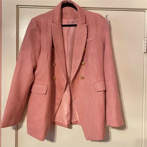 Light Pink Double Breasted Blazer With Golden Buttons Gem