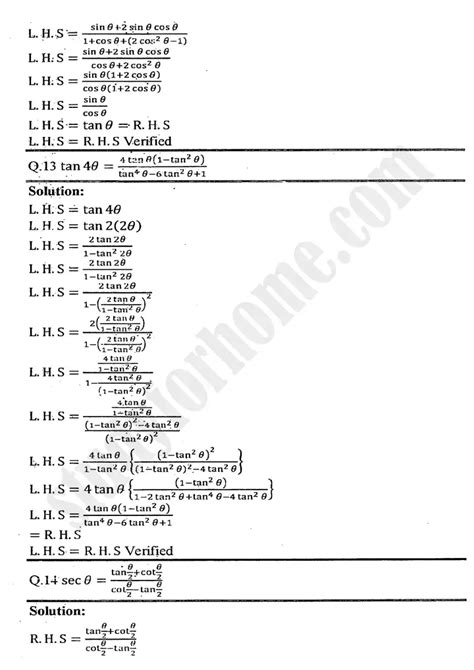 Exercise 10 3 Trigonometric Identities Of Sum And Difference Of Angles Mathematics 11th