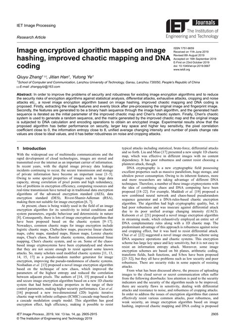 Pdf An Image Encryption Algorithm Based On Image Hashing Improved