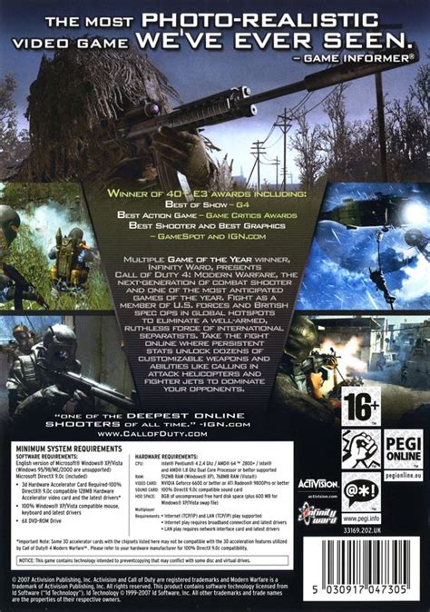 Call Of Duty 4 Modern Warfare 2007 Box Cover Art Mobygames
