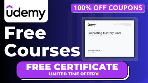 Udemy Free Certificate Courses Udemy 100 OFF Coupons October 2023 YouTube