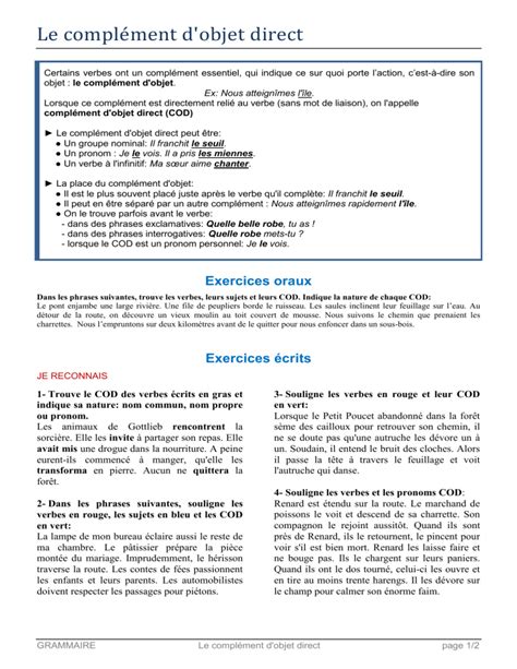 Complément D`objet Direct