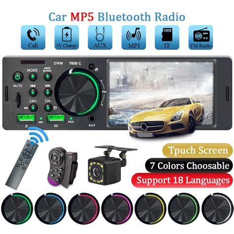 Central Multimídia Automotivo 1 Din Mp5 Com Tela De Toque 41 Polegadas Bluetooth Usbauxtf