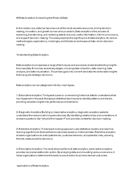 Data Analytics Notes Data Analytics Unleashing The Power Of Data In The Modern Era Data