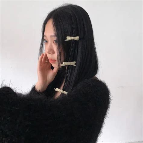 6개세트 ﻿미니 플랫 벨벳 리본 헤어 포인트 가을 겨울 집게핀 세트 5color