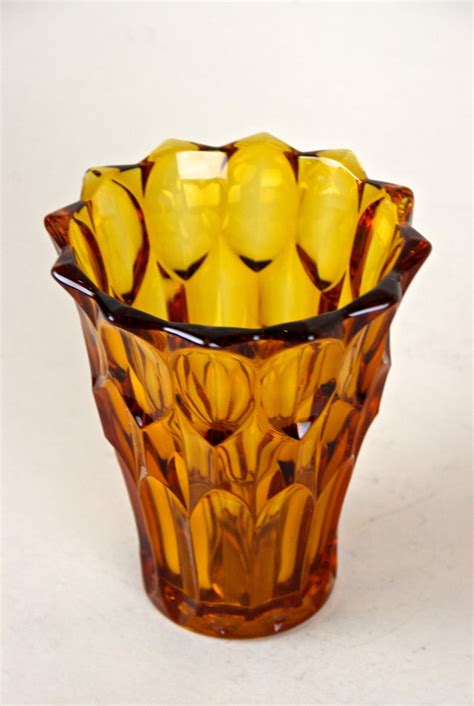 Art Deco Glass Vase Amber Colored Austria Circa 1920 For Sale At