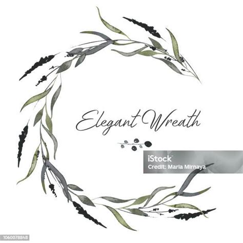 Couronne Daquarelle Avec Résumé Des Feuilles Et Des Herbes Élégante