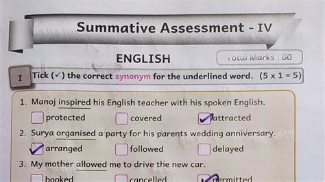 4th Std English Term 3 Summative Assessment Iv Workbook Answers