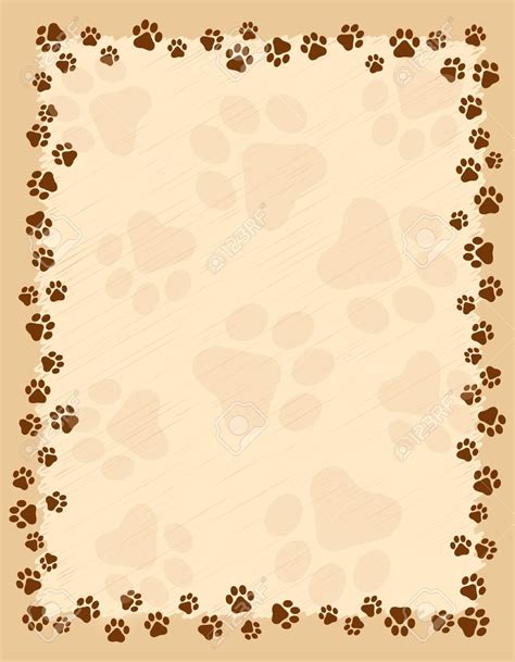 갈색 그런 지 배경에 개 발 인쇄 테두리 프레임 스톡 콘텐츠 38908457 Dibujos De Perros