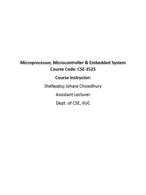 Microprocessor Microcontrollers And Embedded System Cse 3523 Shifat Pdf Central Processing