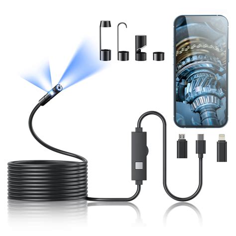 Dual Lens Endoscope Camera With Light 1920p Hd Borescope Tools With 8