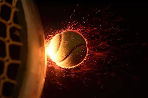 Premium Ai Image Tennis Racket Hitting The Ball In Energy Detail