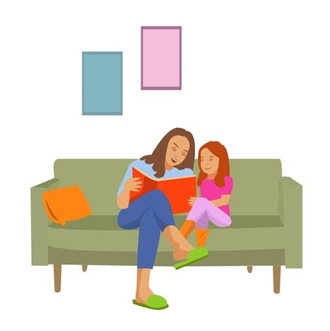 Premium Vector Mother And Daughter Reading Book