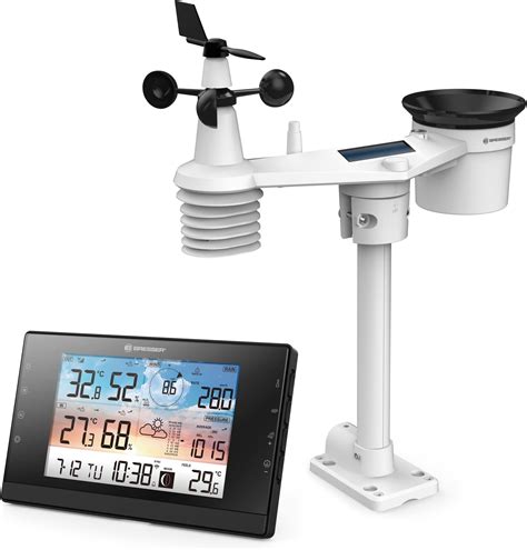 Bresser Wetterstation Funk mit Außensensor WLAN Wettercenter WSC mit 5 in 1 Multi Sensor inkl