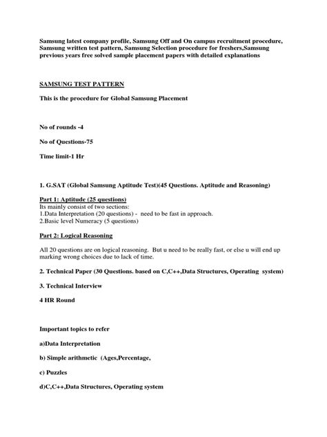 Samsung Interview Exp Pdf Array Data Structure Pointer Computer