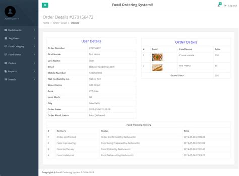 phpgurukul food ordering system using php and mysql